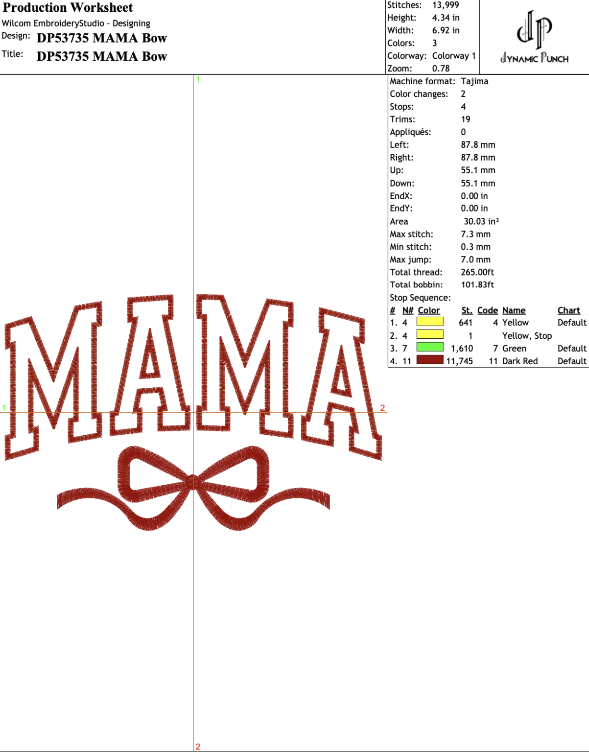 Mama Bow Applique Valentine - Dynamic Punch